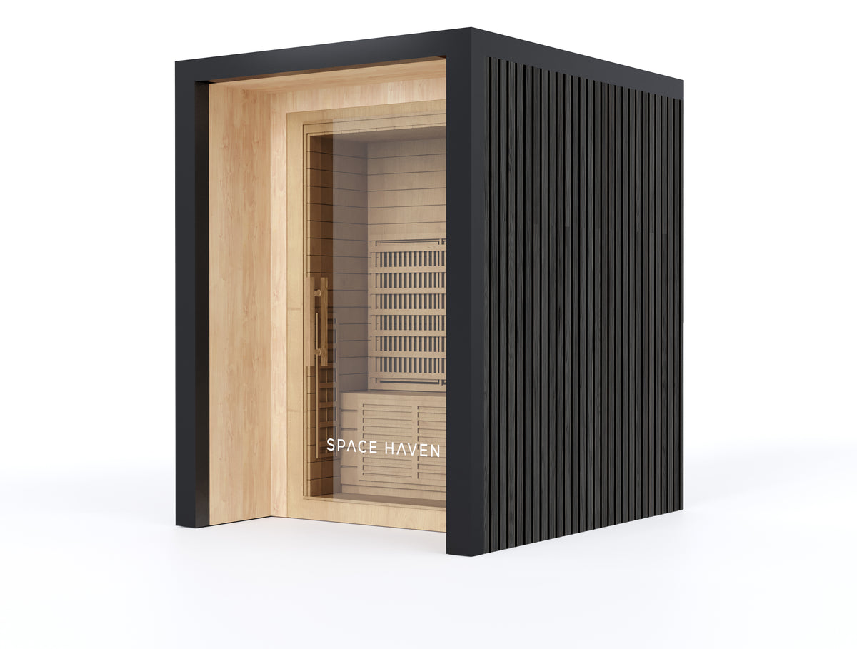 Outdoor Wellbeing Pod Infrared Sauna Room Natural Timber Cabin Enhance ...